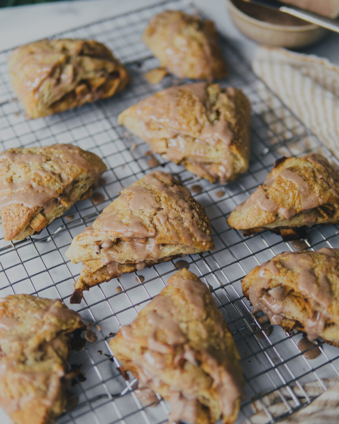 Apple Pie Scones with Cinnamon Glaze - Feeding The Frasers